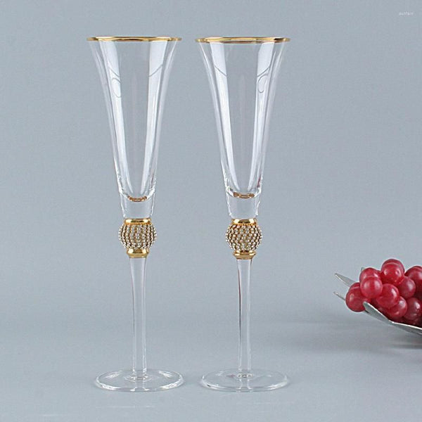 Luxury Crystal & Diamond Flute Set of 2 | 250 ML Elegant Glassware for ...